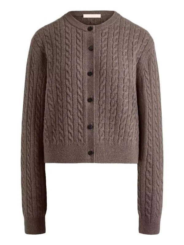 12 STOREEZ Cable-knit Cashmere Cardigan - Brown