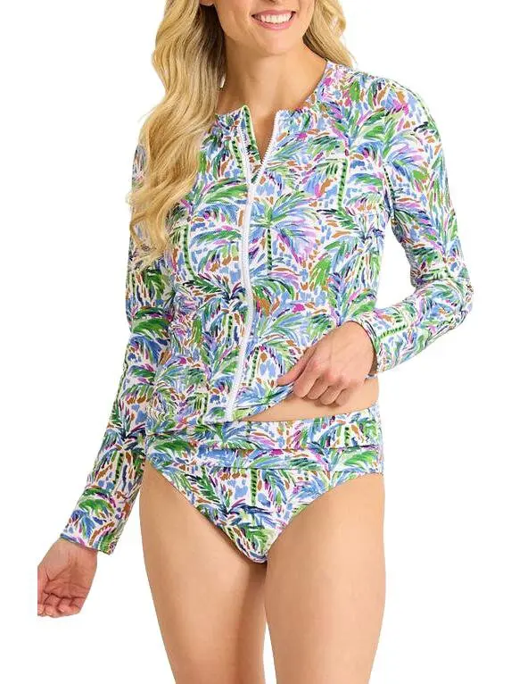 Tommy Bahama Poolside Palms Zip Long Sleeve Rashguard - Four Leaf Clover