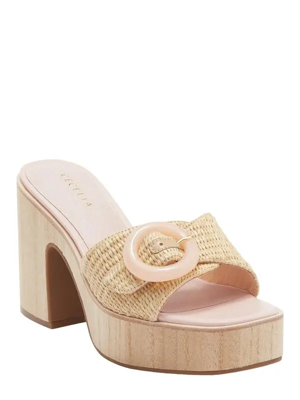 CECILIA NEW YORK Charlie Buckle Platform Slide Sandal - Pink