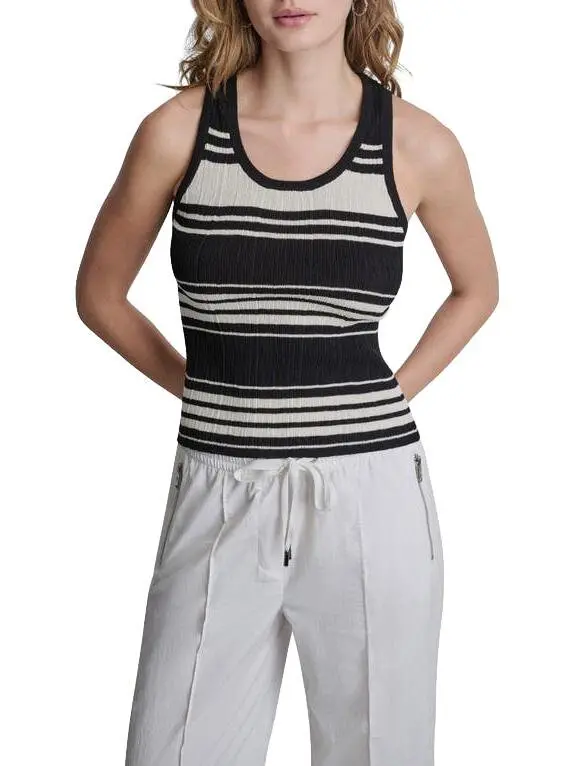 Dkny Striped Sweater Tank - Black/coconut