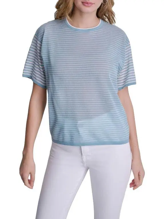 Dkny Striped Semisheer Sweater - Cameo Blue/coconut