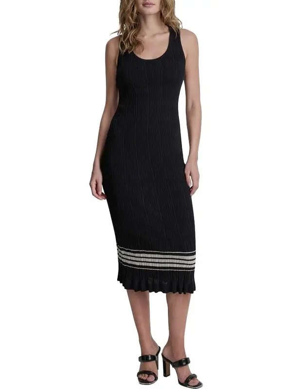 Dkny Rib Knit Midi Dress - Black/coconut