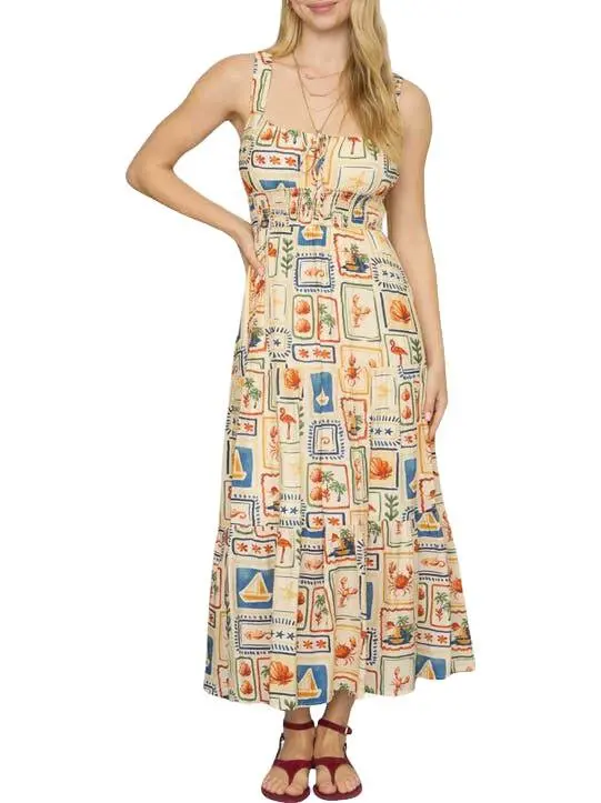 BLU PEPPER Printed Sleeveless Maxi Dress - Oatmeal Multi