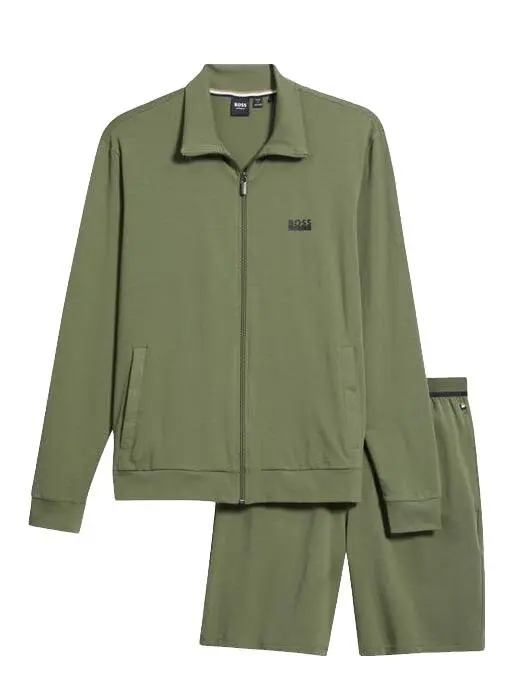 BOSS Track Jacket And Shorts Set - Open Green