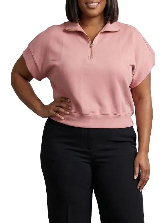 STANDARDS & PRACTICES Short Sleeve Half-zip Top - Pink