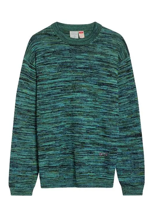 WASTE YARN PROJECT Space Dye Crewneck Sweater - Blue Green Dark