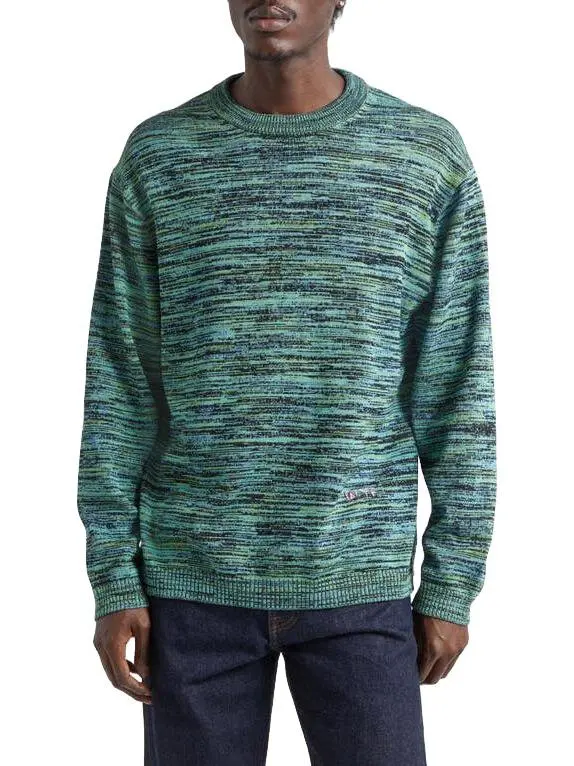 WASTE YARN PROJECT Space Dye Crewneck Sweater - Blue Green Dark