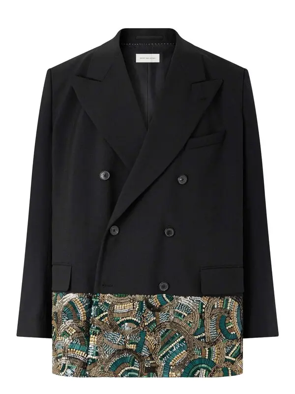 Dries Van Noten Double-breasted Embellished Wool Blazer - Black