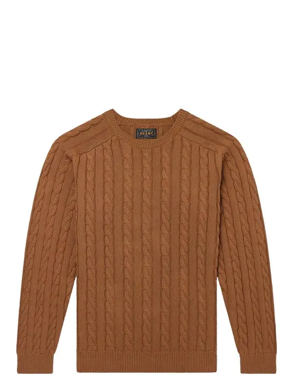 BEAMS Cable-knit Cotton Sweater - Brown