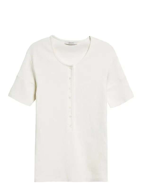LEMAIRE Fitted Rib Henley - Milk