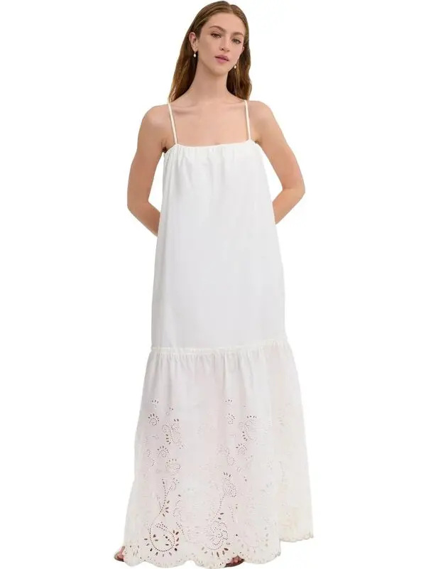 Rebecca Taylor Brielle Poplin Eyelet Maxi Dress - Ivory