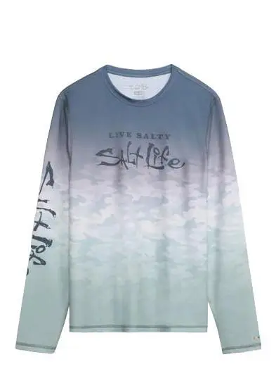 SALT LIFE Fish Net Fade Perforated Tee - Grey