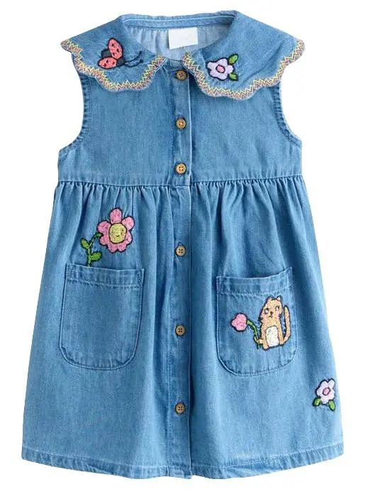 NEXT Character Collar Denim Dress - Blue