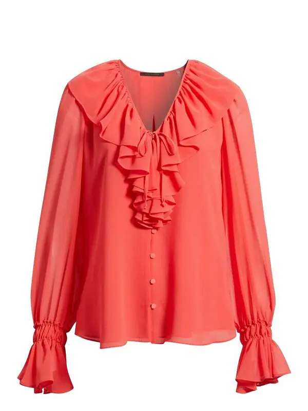 Kobi Halperin Joslyn Ruffle Top - Bright Coral