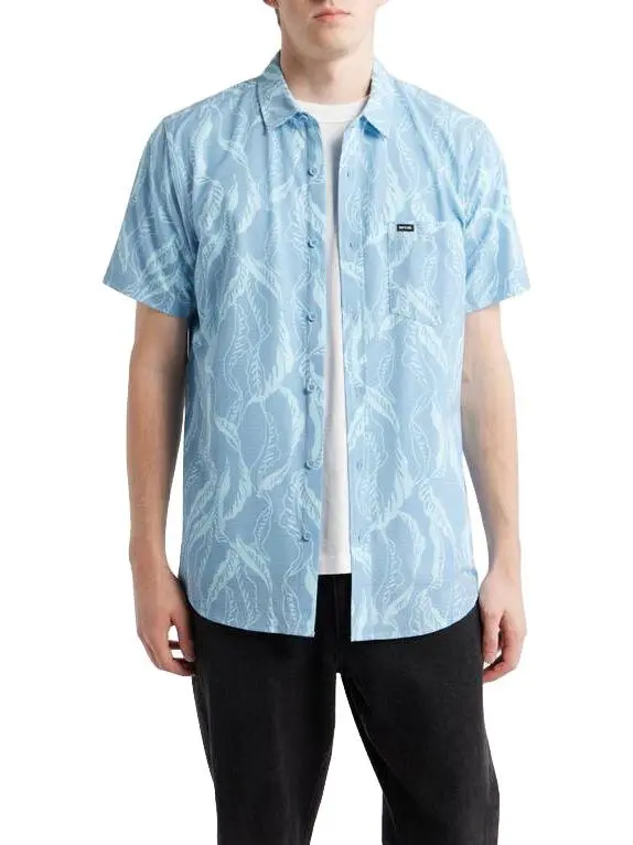 Rip Curl Sessions Aerotech Short Sleeve Performance Button-up Shirt - Faded Denim