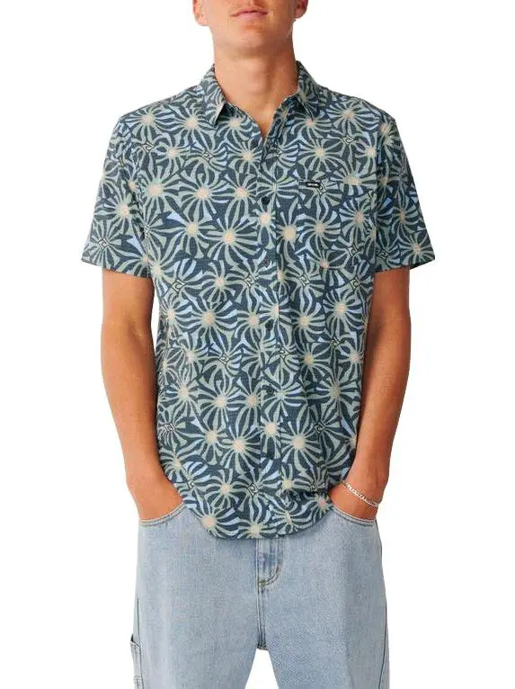 Rip Curl Sessions Aerotech Short Sleeve Performance Button-up Shirt - Sage