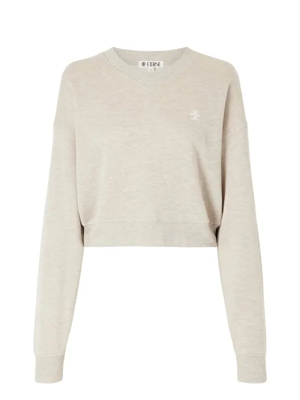 Eterne Cropped Cotton-blend Jersey Sweatshirt - Neutrals