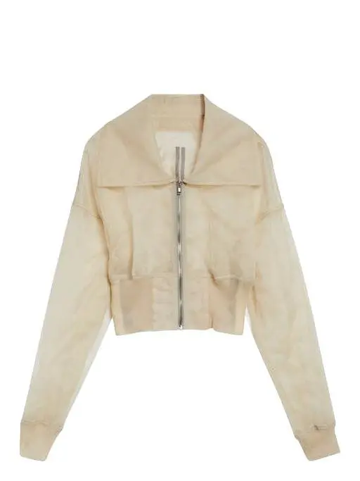 Rick Owens Dracucollar Crop Tulle Bomber Jacket - Sand