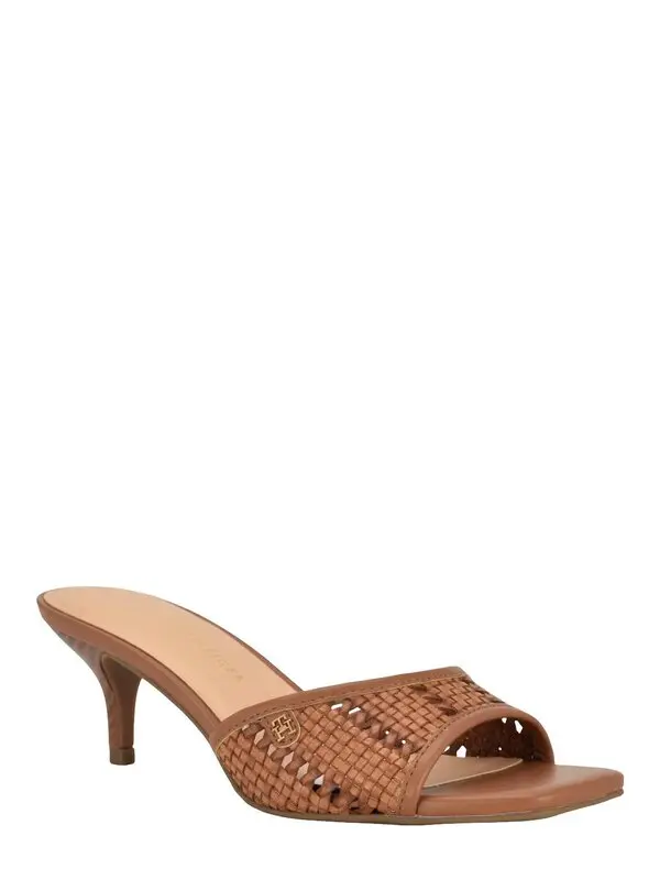 Tommy Hilfiger Kitten Heel Slide Sandal - Brown