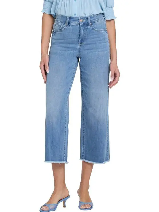 NYDJ High-waist Fray Hem Relaxed Crop Wide Leg Jeans - Vista Lakes
