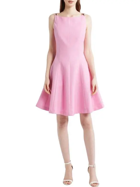 TAHARI ASL Bouclé Fit & Flare Dress - Flamingo