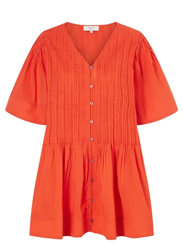 Sea Alberte Cotton Mini Dress - Orange
