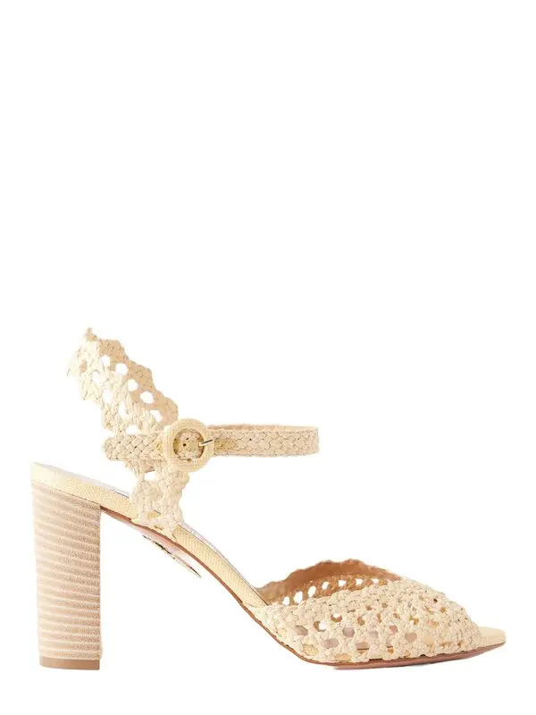 AQUAZZURA Bossa Nova 85 Raffia Sandals - Cream