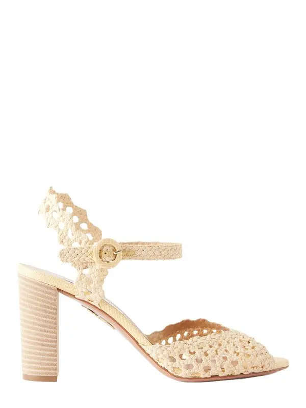 AQUAZZURA Bossa Nova 85 Raffia Sandals - Neutrals