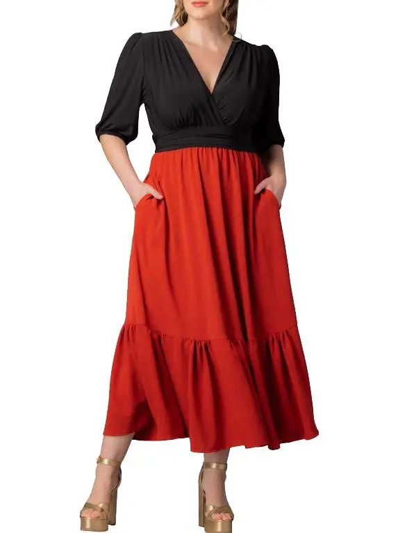 KIYONNA Danica Mixed Media Dress - Chili Pepper