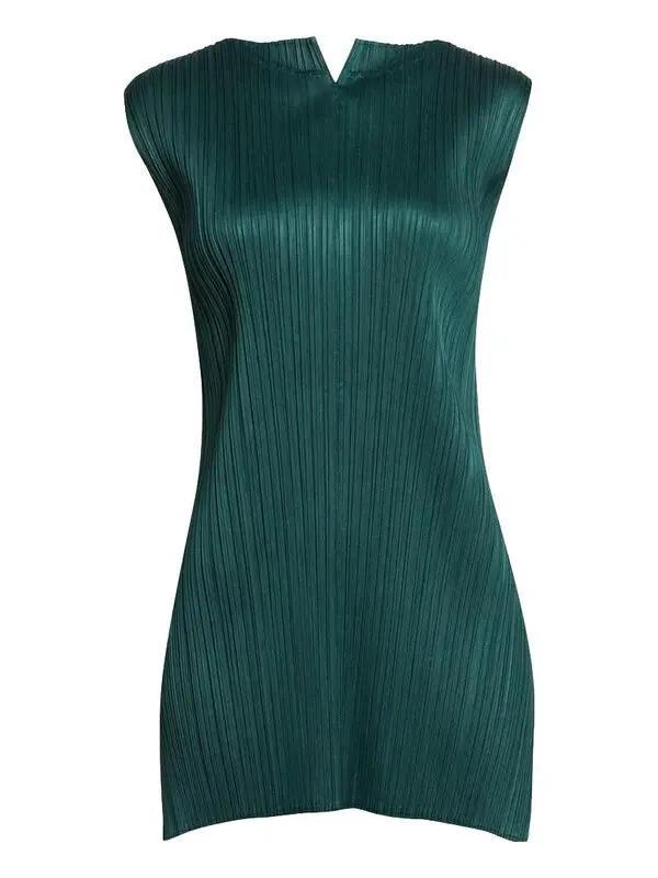 Issey Miyake Pleated Tunic Top - Dark Green