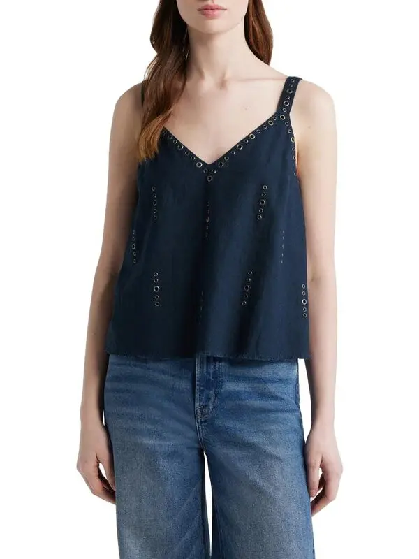Rag & Bone Aubrey Grommet Trim Linen & Cotton Camisole - Sal