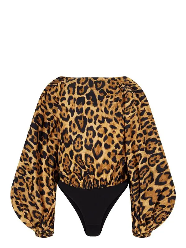 Alaïa Leopard-print Shell Bodysuit - Animal Print