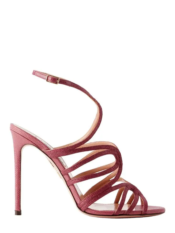 AQUAZZURA Serenade 105 Raffia Sandals - Red