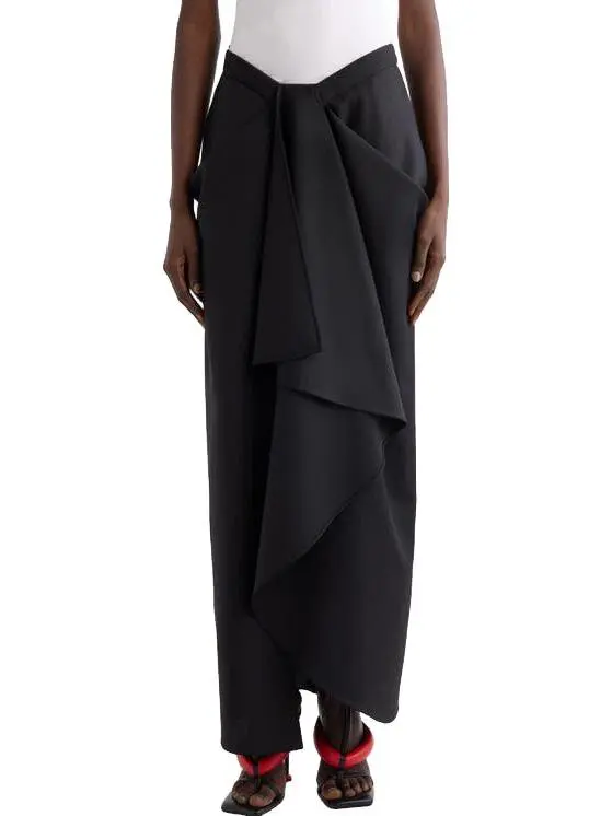 Givenchy Draped Wool & Mohair Column Skirt - Black