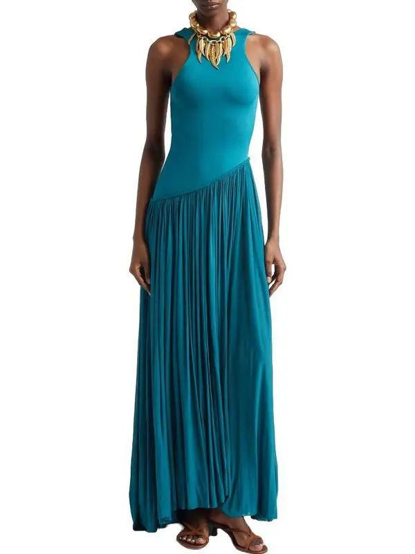 Zimmermann Luna Asymmetric Jersey Maxi Dress - Teal