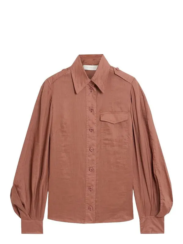 Zimmermann Ramie Button-down Shirt - Brown
