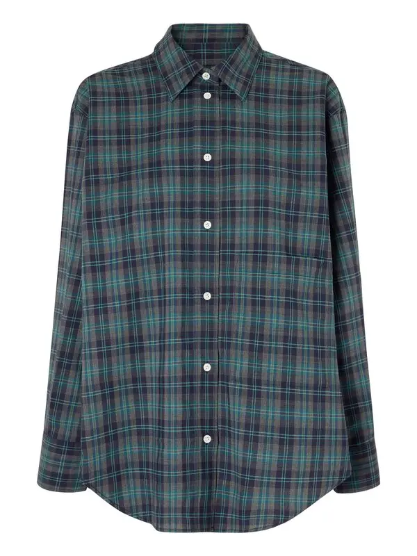 RÓHE Checked Wool-blend Shirt - Dark Green