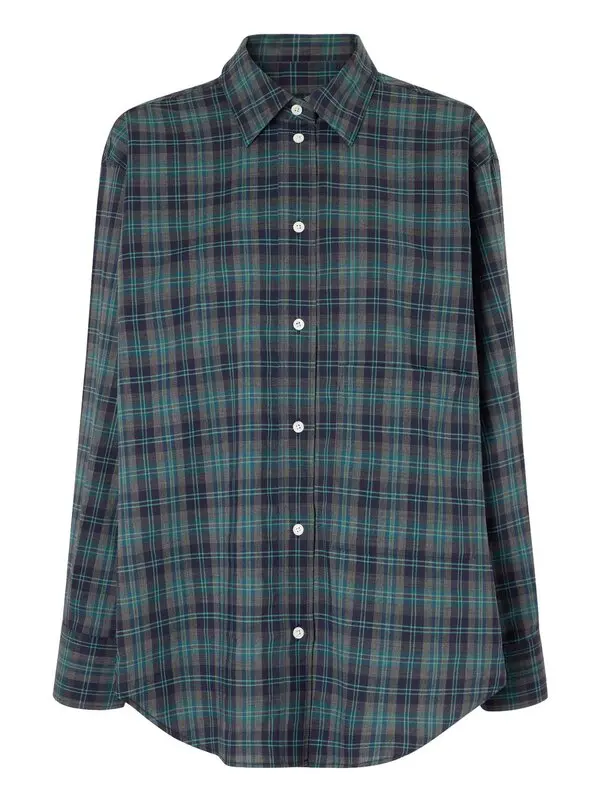 RÓHE Checked Wool-blend Shirt - Green