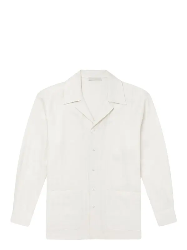 SAMAN AMEL Camp-collar Silk-gauze Shirt - Neutrals