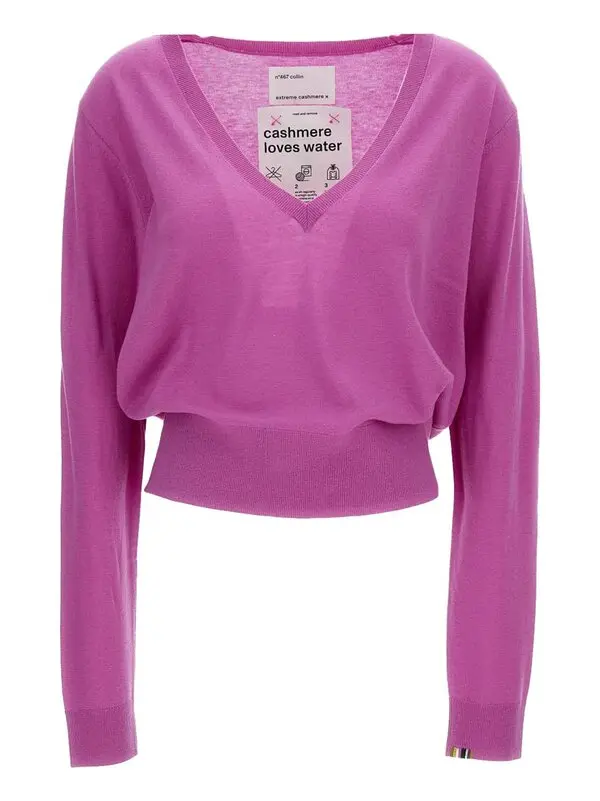 EXTREME CASHMERE X V-neck Sweater No. 467 Collin - Rose