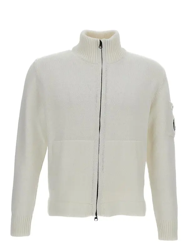 C.P. COMPANY Cotton Zip Cardigan - White