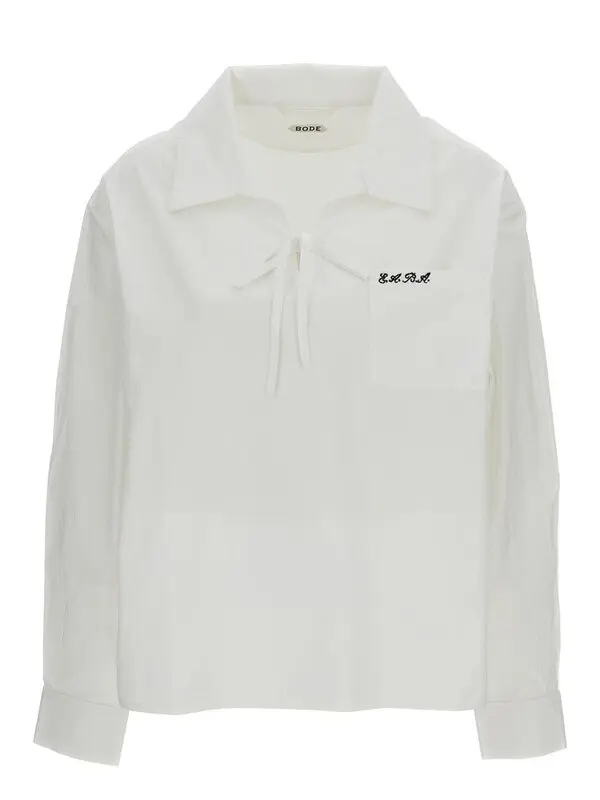 BODE NEW YORK Long Sleeve Cotton Shirt - Beige