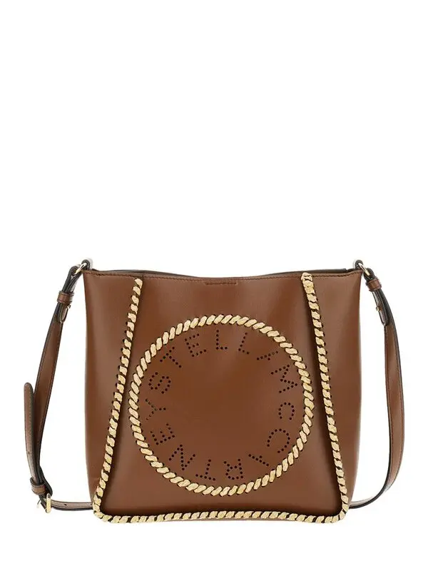 Stella McCartney Raffia Logo Crossbody Bag - Marrone