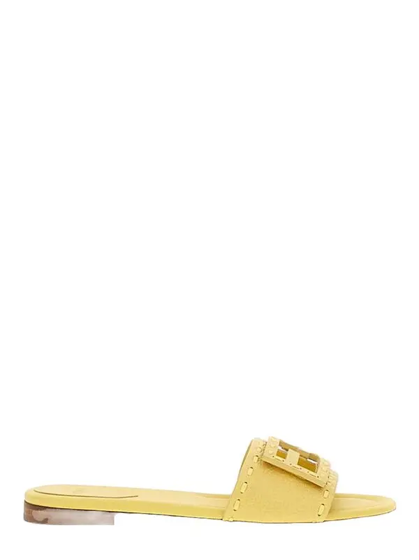 Fendi Leather Slide Sandal - Yellow