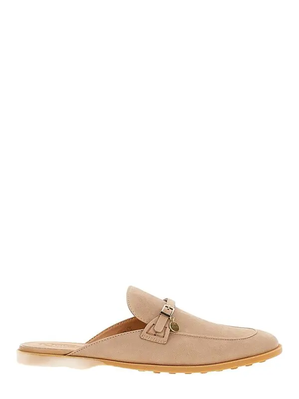 TOD'S Nubuck Gommini Sabots - Rose