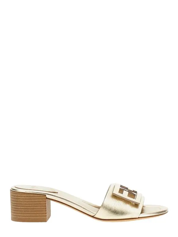 Fendi Leather-effect Heel Slide - Silver