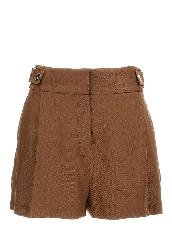 Elisabetta Franchi Linen-blend Shorts - Brown