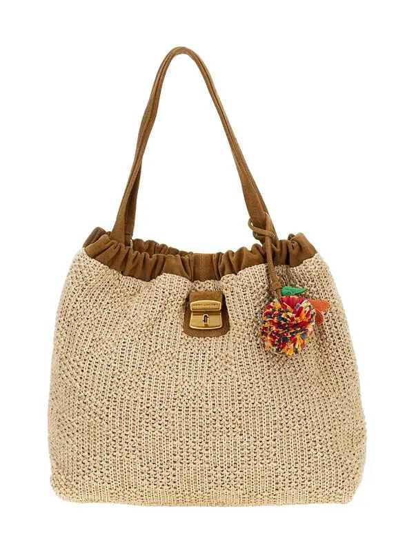 Marc Jacobs Cristina Raffia Shoulder Bag - Beige