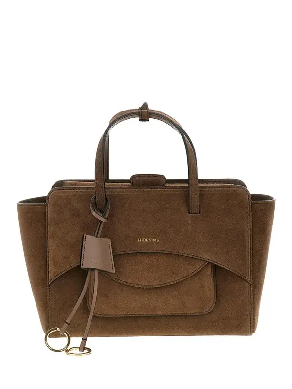 HIDESINS Flap Crossbody Bag M In Suede Leather - Marrone