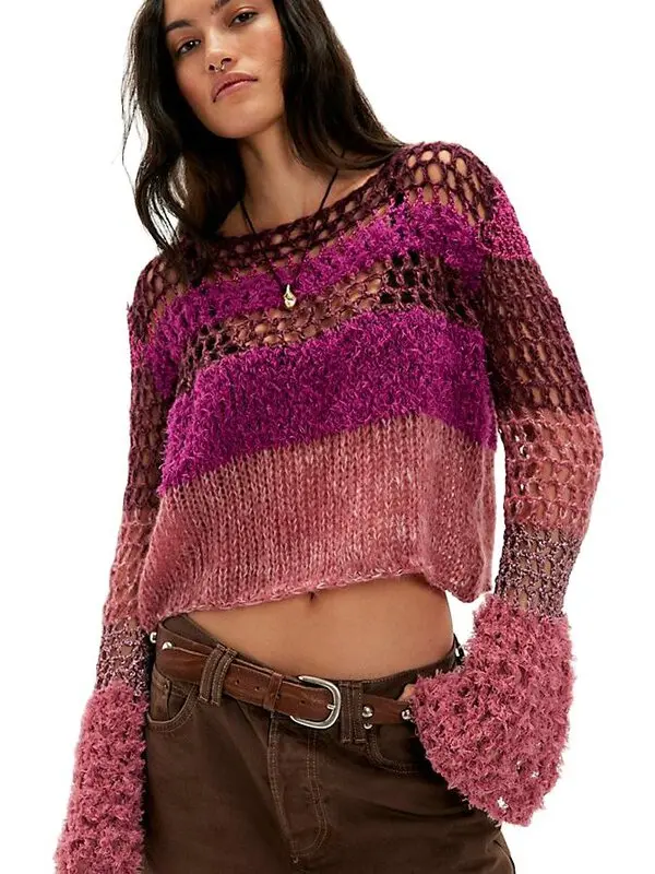 MES DEMOISELLES Opha Crochet Sweater - Mauve